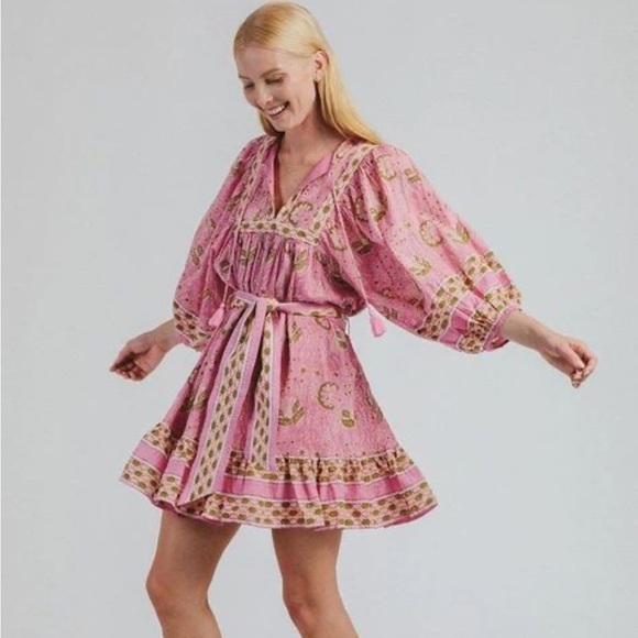 Cleobella | Dresses | Cleobella Magdalena Wildflower Mini Dress Pink ...